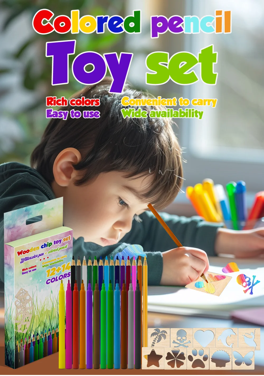 KHY Wooden DIY Painting Template Stencil Montessori Kid Drawing ...