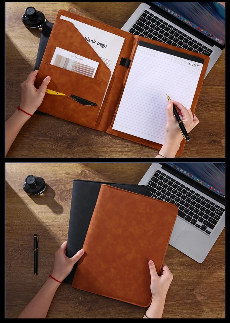 High Quality Business Padfolio PU Leather Documents Organizer Agenda ...
