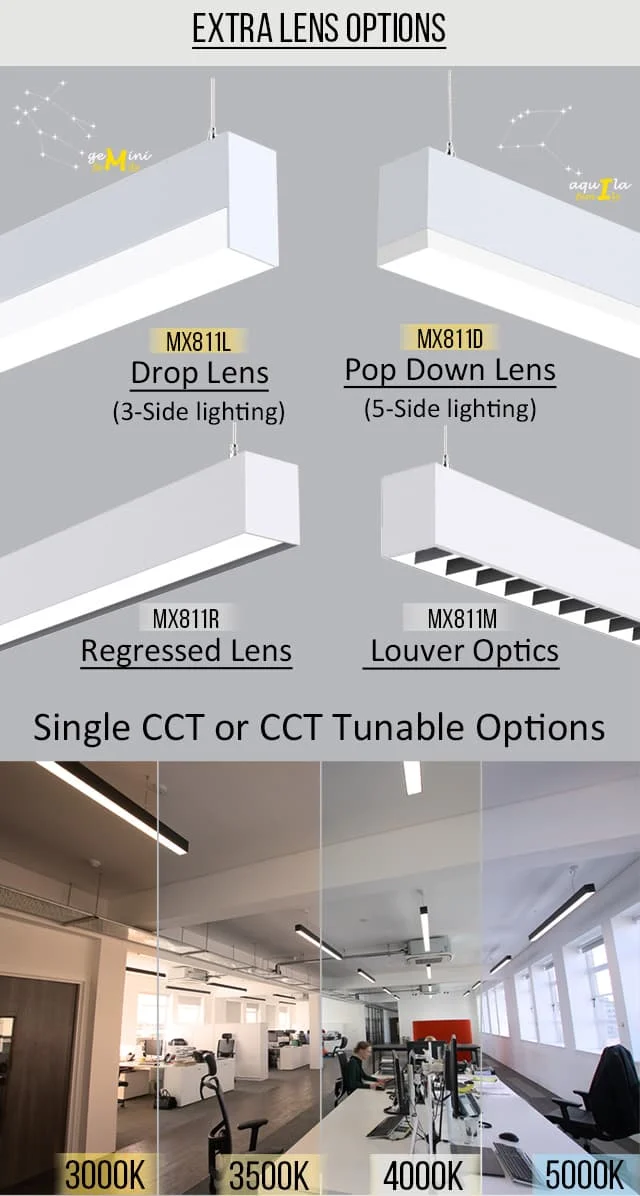 T5 Tube LED Suspended Office Hanging Light - Wood Chandelier