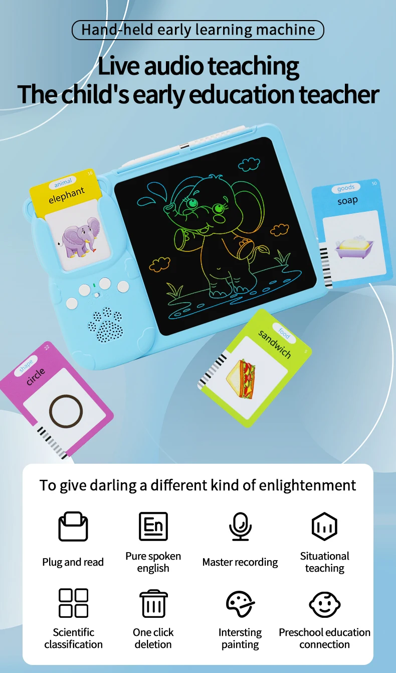 English Machine Education Toys Lcd Writing Tablet 2 in 1 224 Sight ...