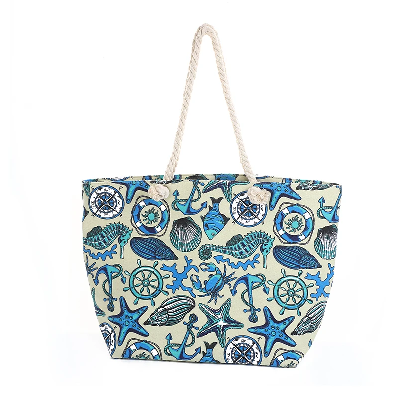 Beach Must-have Starfish Shell Print Bag Double Canvas Shoulder Bag ...