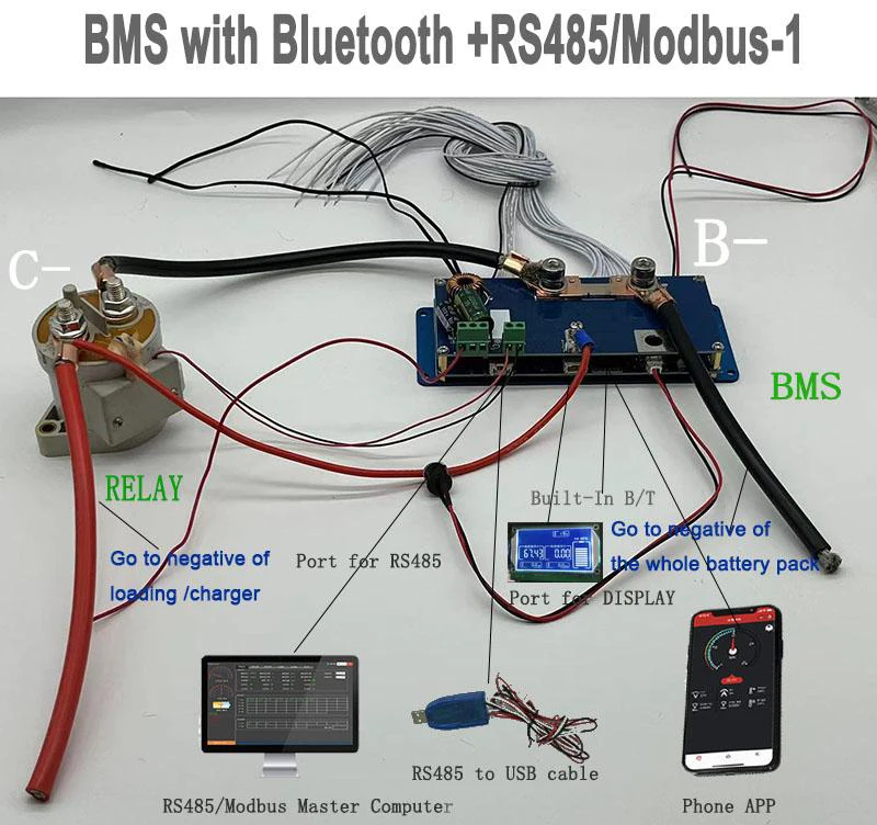 LTO Relay BMS Support BT LCD Rs485 High Voltage 120V96V72V