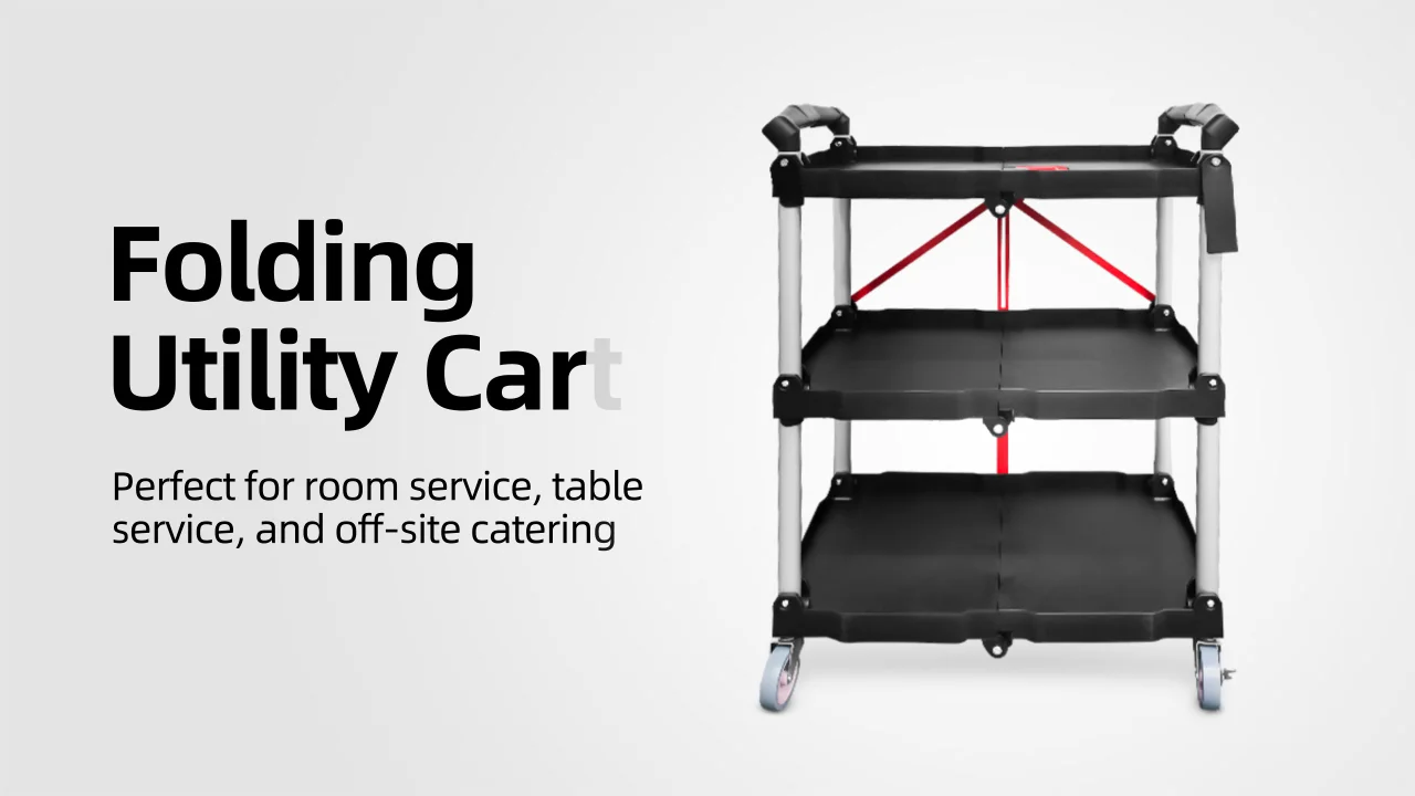 Commercial Hotel Restaurant Supplies Buffet Service Bus Cart Folding 3 ...