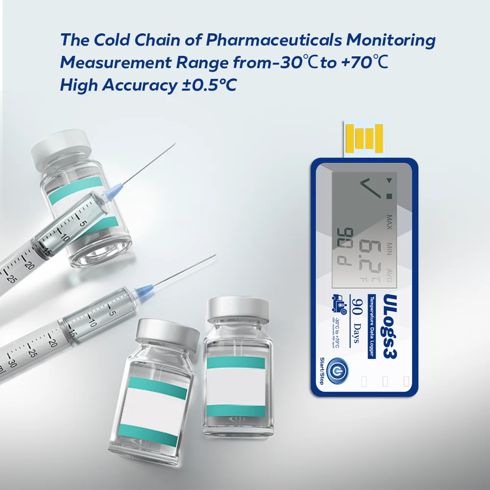 Single Use Usb Temperature Data Logger With Lcd Display For Container Temperature Monitoring ...