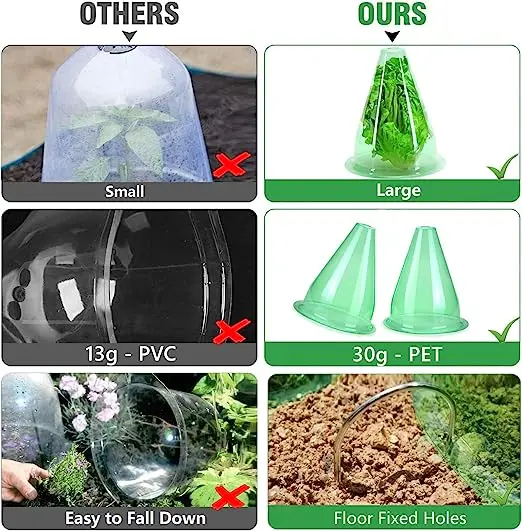 Garden Cloches Plastic Slug & Snail Plant Protection Collars Snail ...