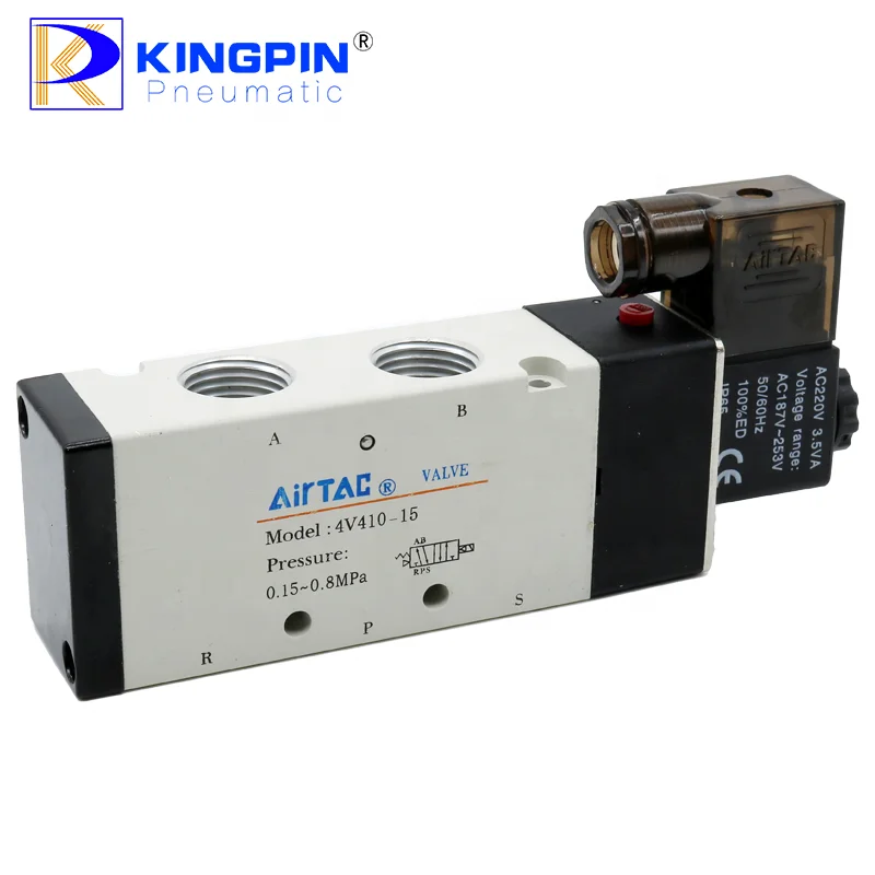 Valve 4v320-10 Airtac 5 Way 2 Position 3/8"pt Pneumatic Air Solenoid Valve Double Electrical ...