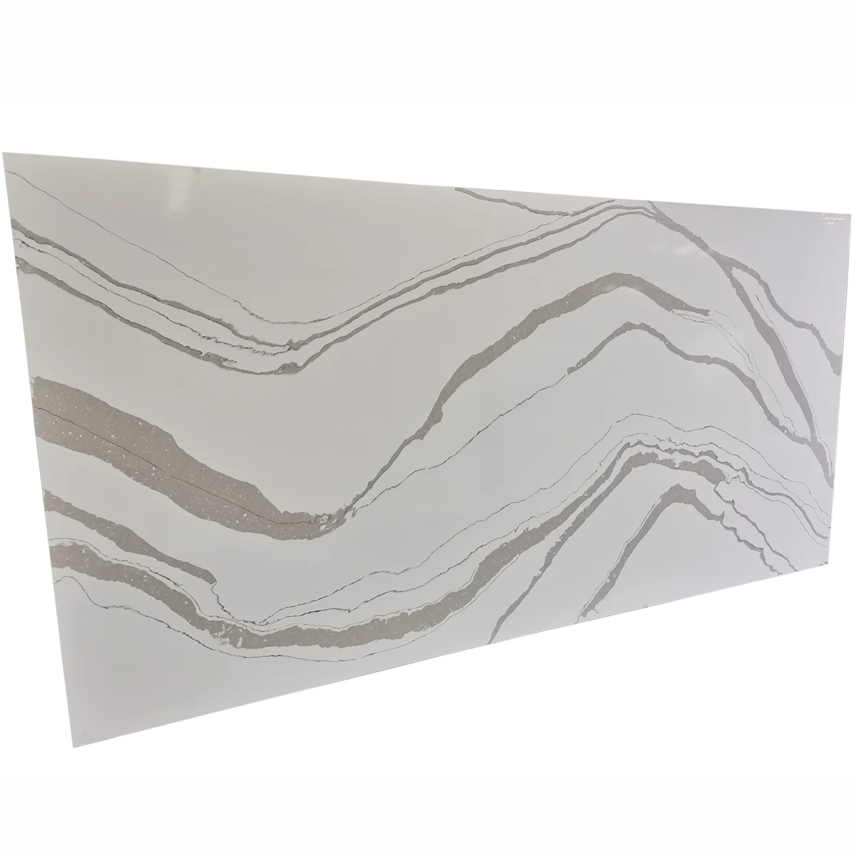 Wave Vein Kitchen Calacatta Design White Quartz Stone Slab for Counter ...