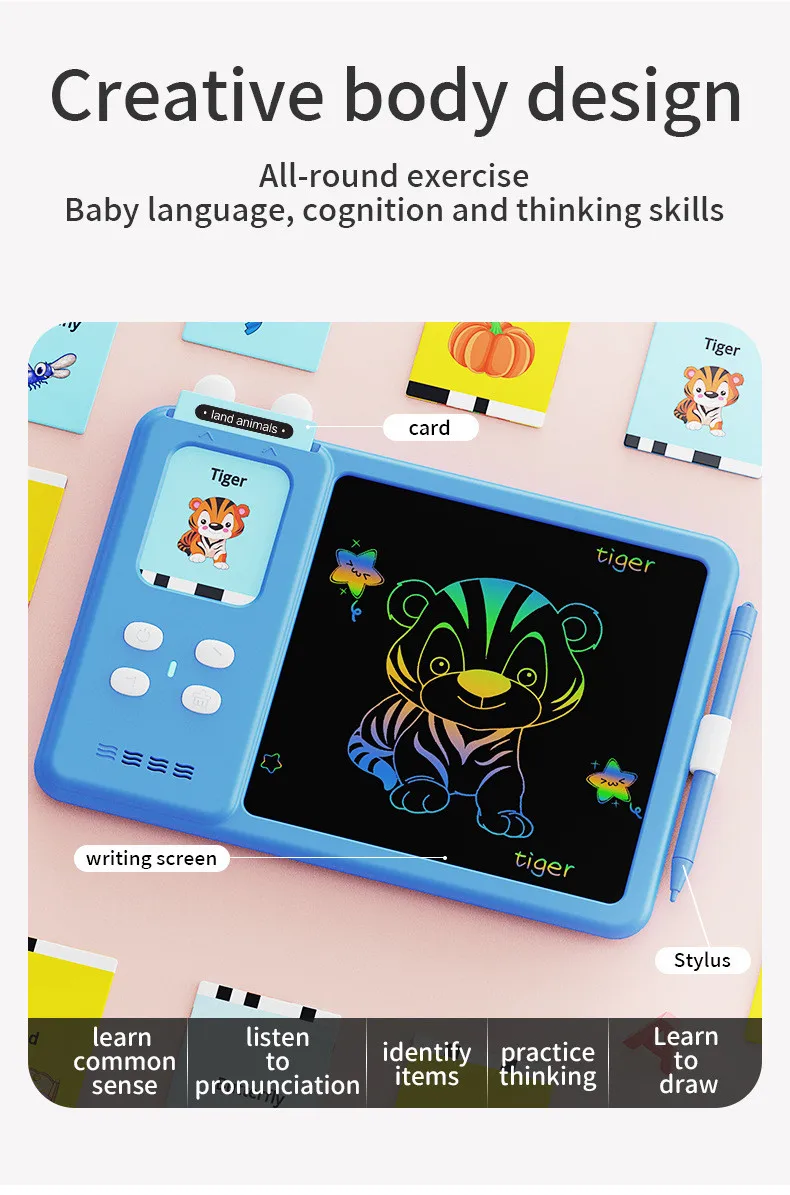 Talking Flash Cards Lcd Drawing Tablet 224 Sight Words Autism Sensory ...