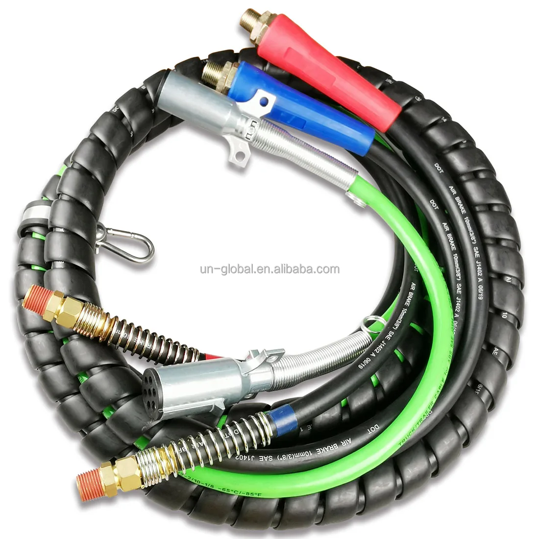 12ft 3 in 1 ABS & Power Air Line Hose Wrap 7 Way Electrical Cable with ...