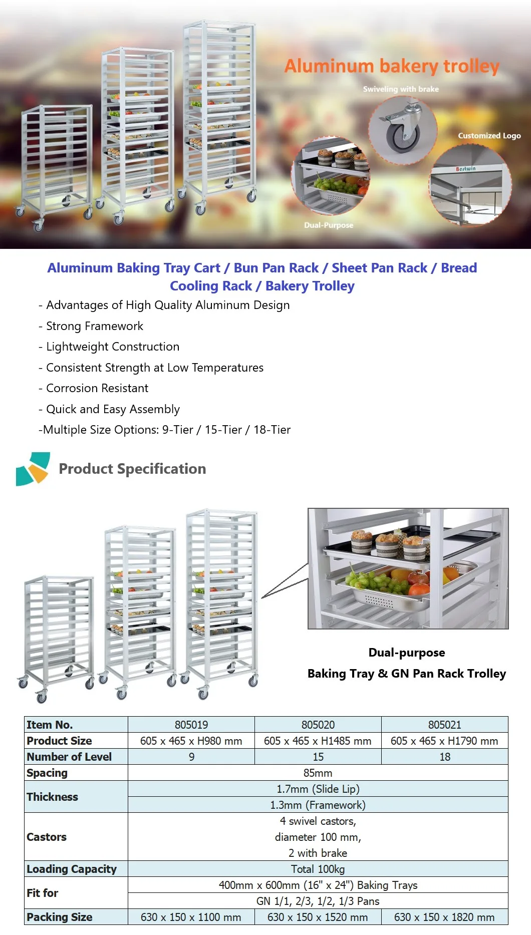 9/15/18-tier Multi Purpose Aluminum Bread Cooling Baking Tray Sheet Pan ...