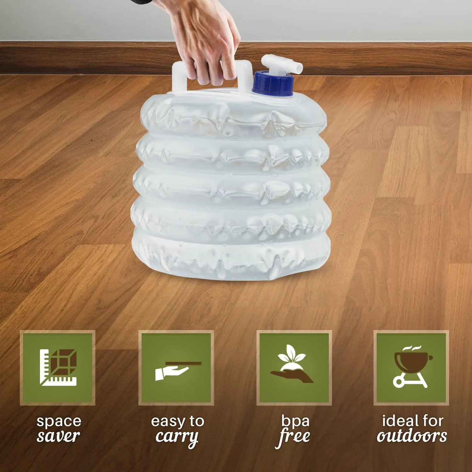 Collapsible Water Container With Tap Outdoor Pe Water Bag Caccier Foldable Camping Collapsible ...