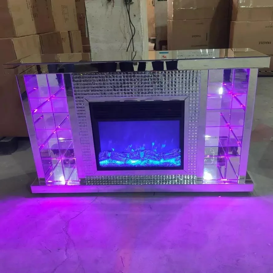 New Design Modern Sparkly Diamond Mirrored Electric Fireplaces With ...