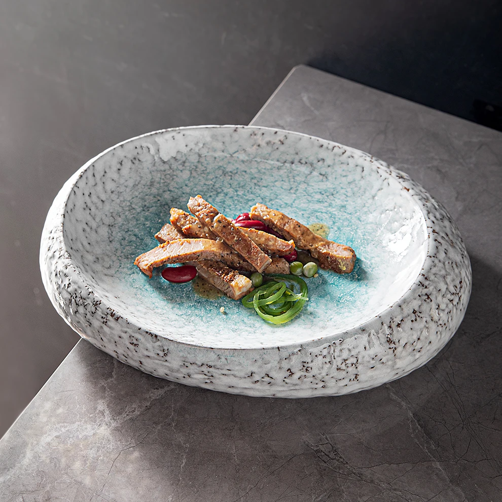 Jiujiuju Creative Plates Stoneware Surface Japanese Ceramic Tray Color ...