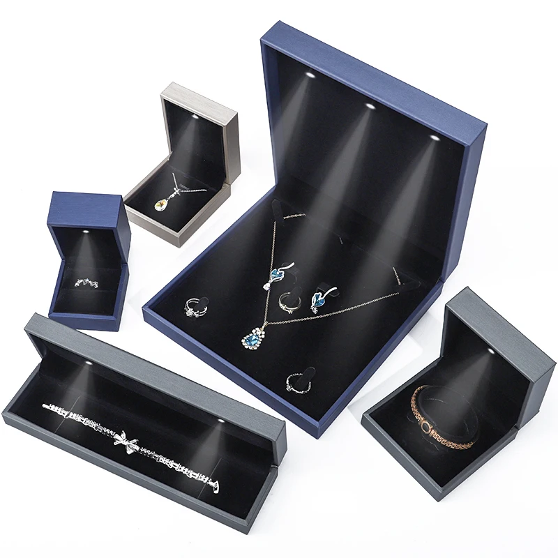 Wholesale Custom Logo Luxury Leather Jewelry Led Packaging Box Earrings ...
