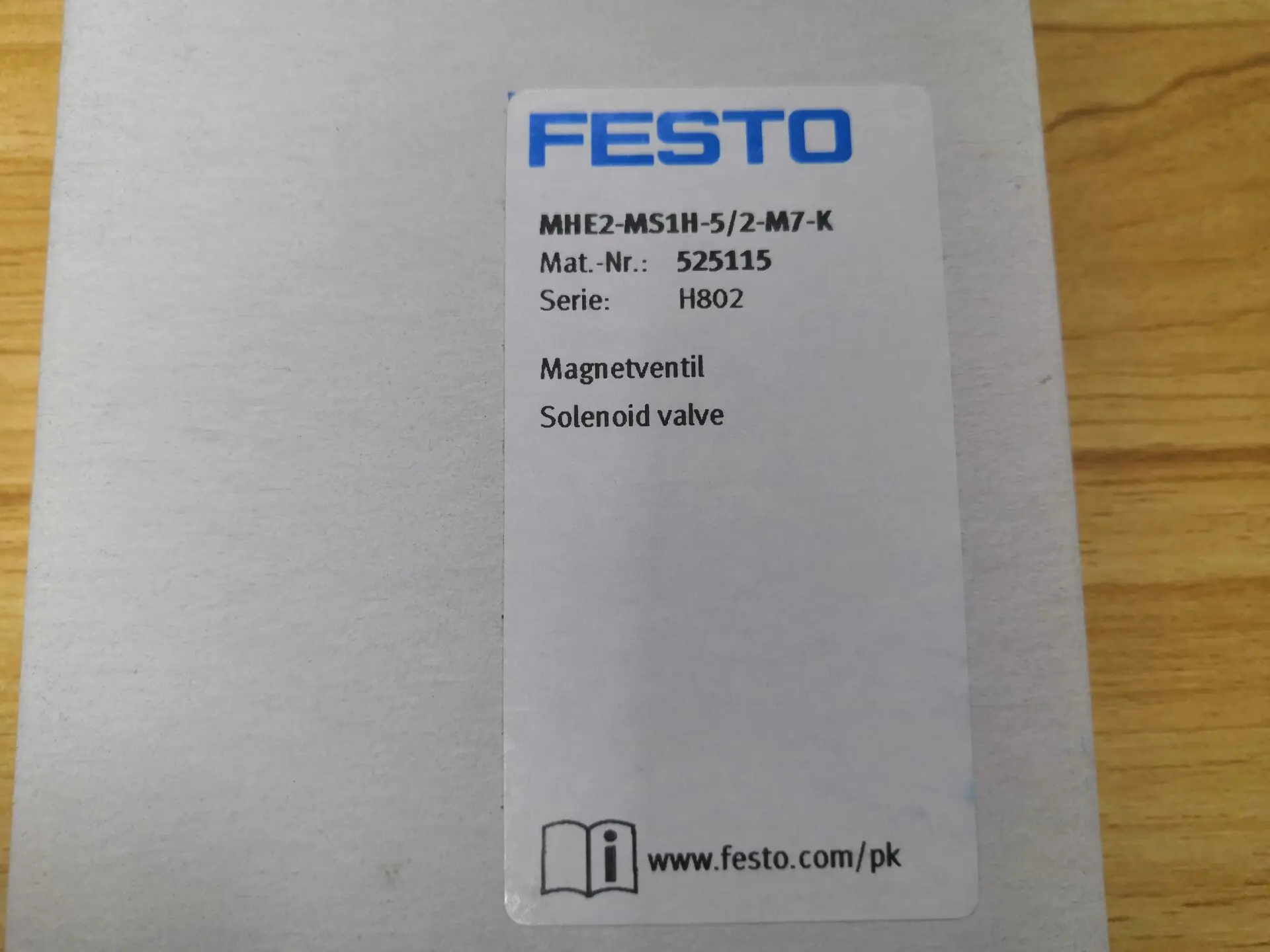 Festos 5 Way 2 Position Solenoid Valve Mhe2-ms1h-5/2-m7-k 525115 - Buy ...