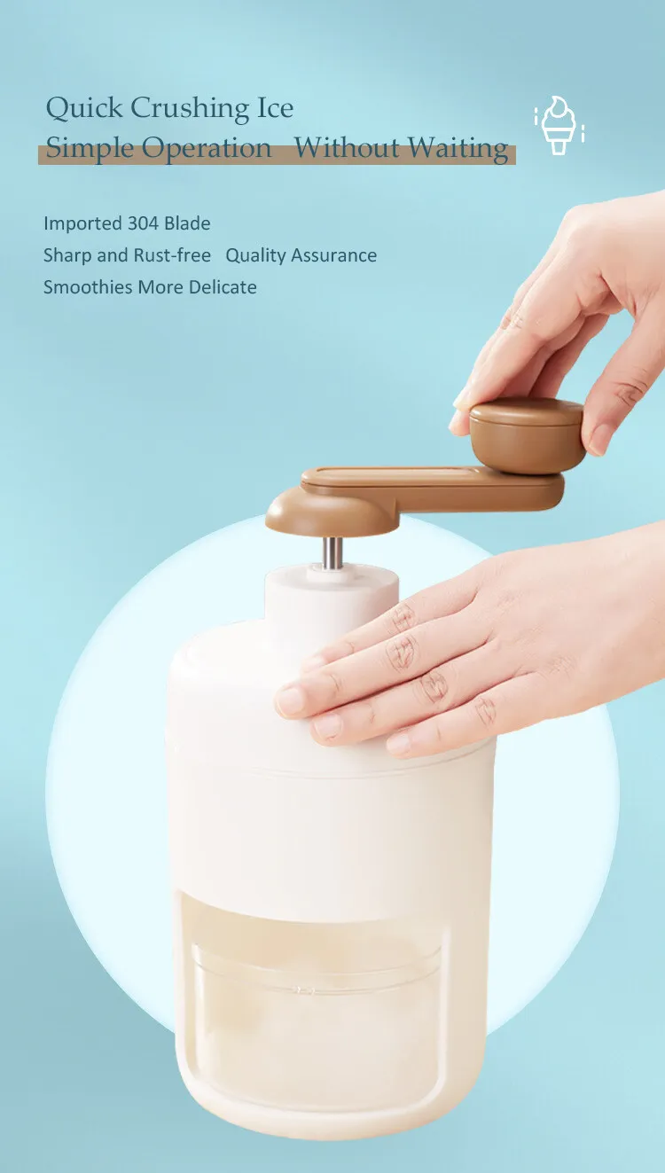 Manual Ice Shaver - Portable Snow Cone Machine for Home