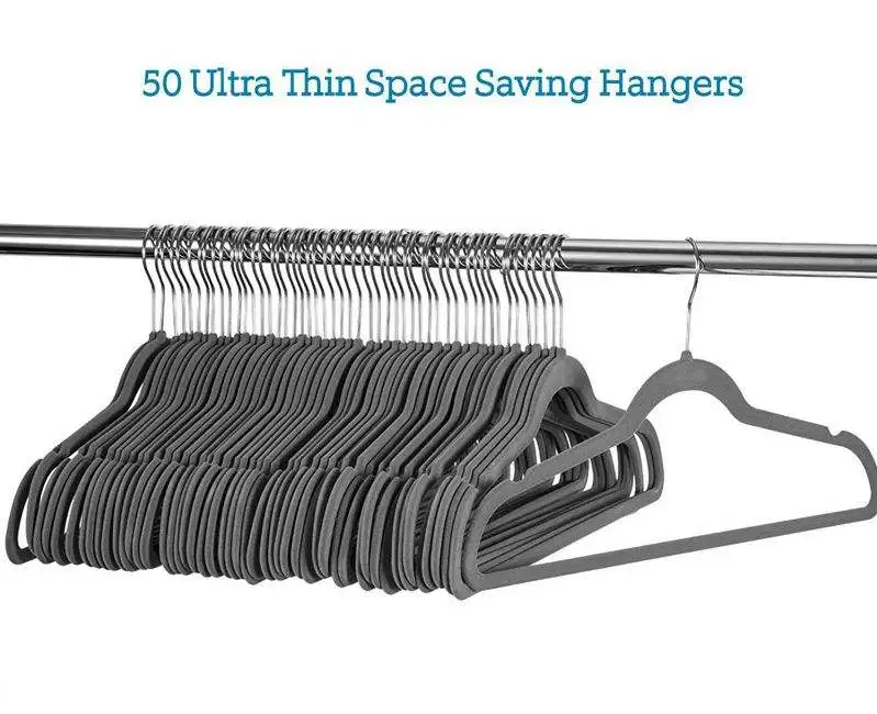 Wholesale Premium 50 Pack Black Nonslip Laundry Velvet Clothes Hangers ...