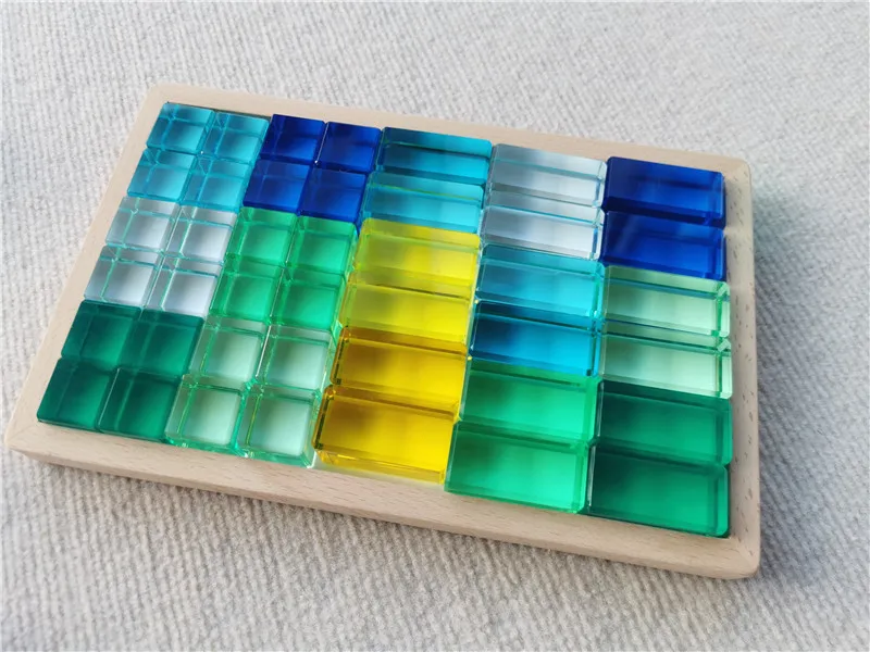Montessori Toys - Rainbow Lucite Stacking Blocks for Kids