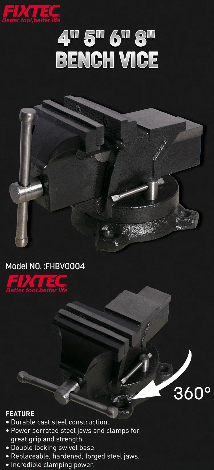 FIXTEC Heavy Duty Bench Vices - Reliable Woodworking Tools