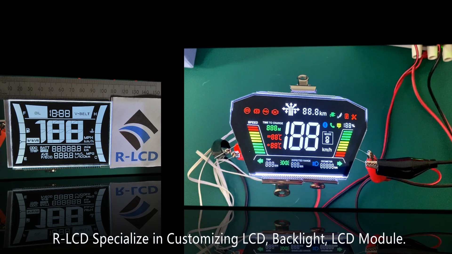 Custom Digital Va Segment Lcd Motorcycle E Bike Black Background Color ...