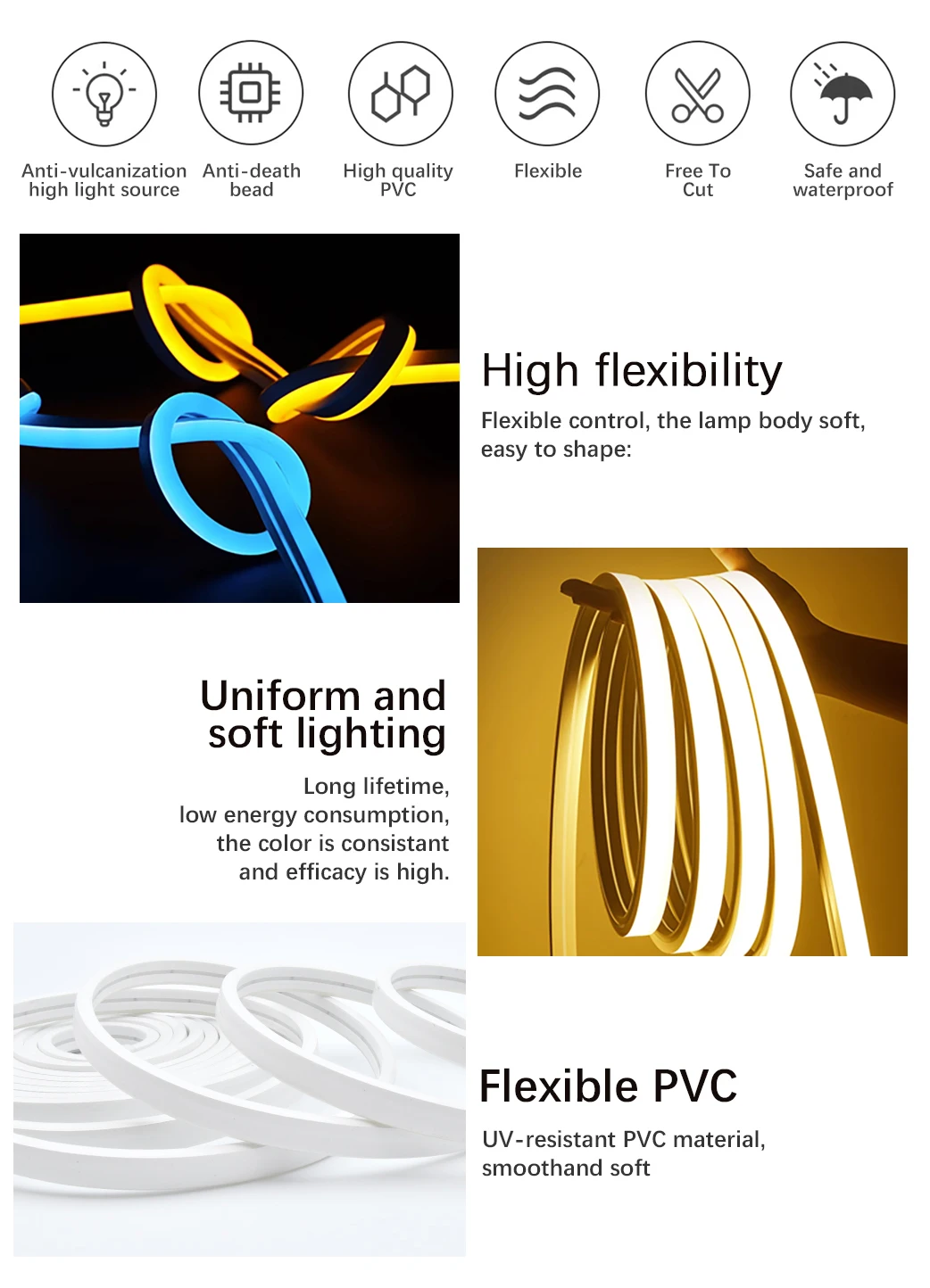 New Ultra Bright Leds 7-8w/m 296led/m Seamless Pcb Consistent Color And ...