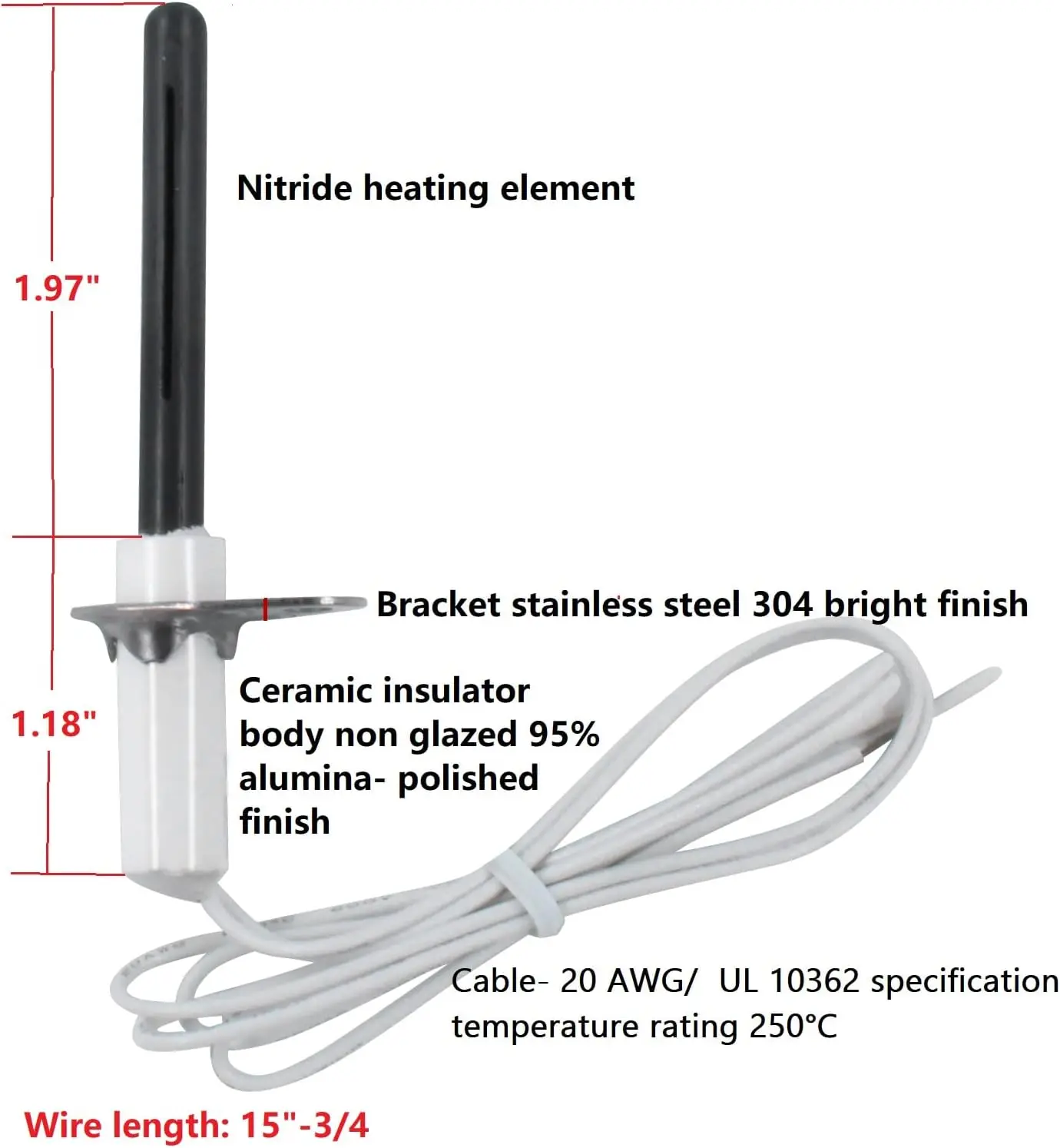 H150 Universal Igniters Upgraded, 120V Silicon Nitride Hot Rod Igniters ...