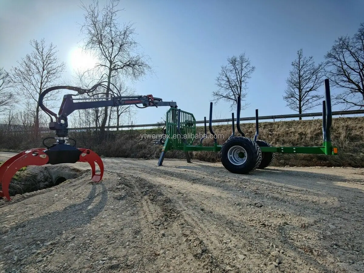 Forestry Machine - Forest Log Trailer with Crane for Tractor