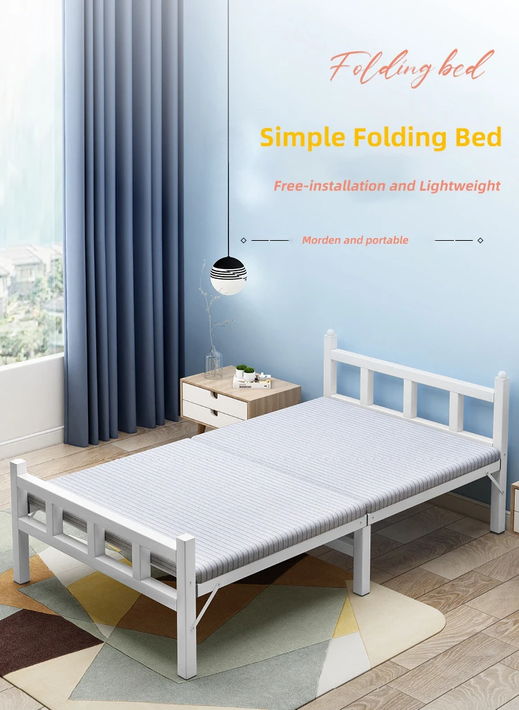 Health Protection Metal Folding Bed Frame Foldable Space Saving Single ...