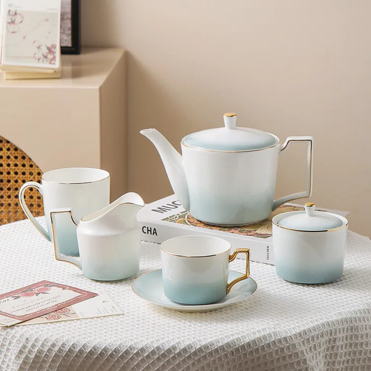 European Exquisite Modern Afternoon Tea Cup Teapot Set With Milk Pot ...