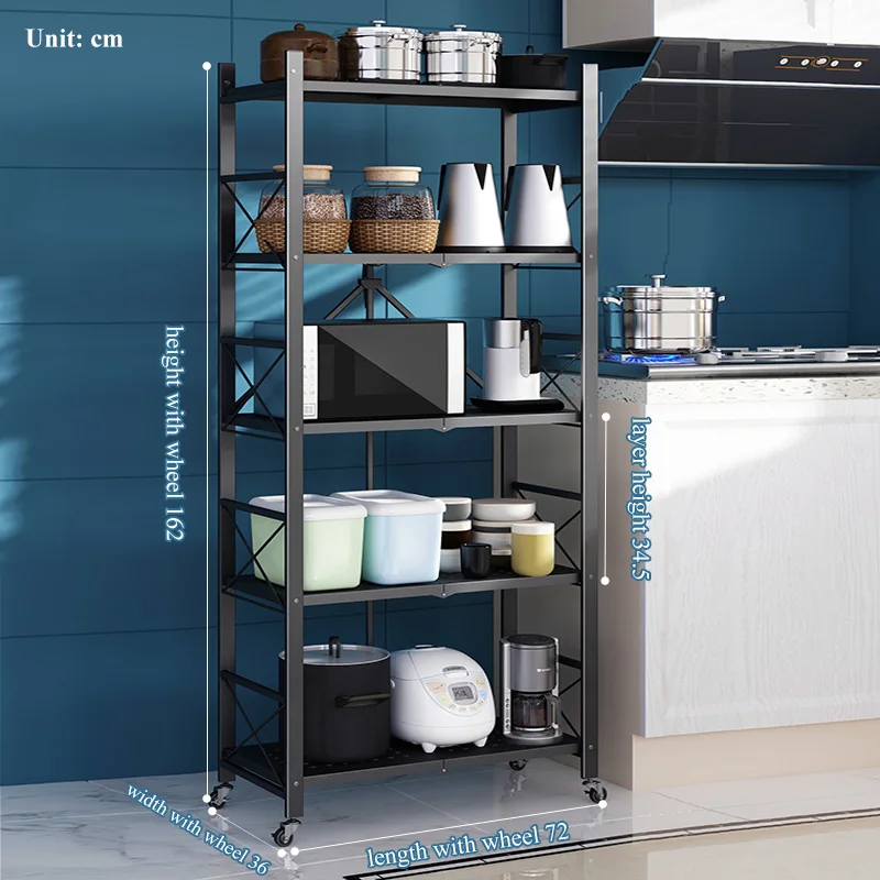 Folding Storage Rack Home Storage Foldable Kitchen Display Rack Shelf ...