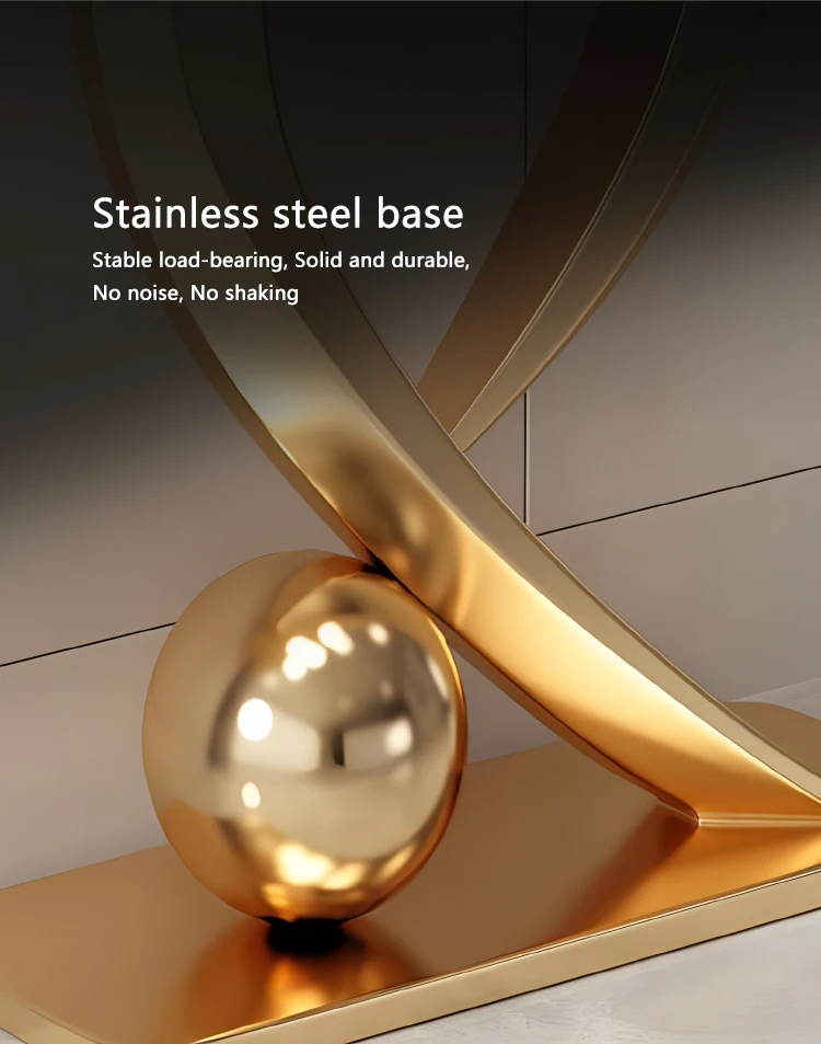 Luxury Entrance Table Shiny Metal Base Hallway Table Sintered Stone Top ...
