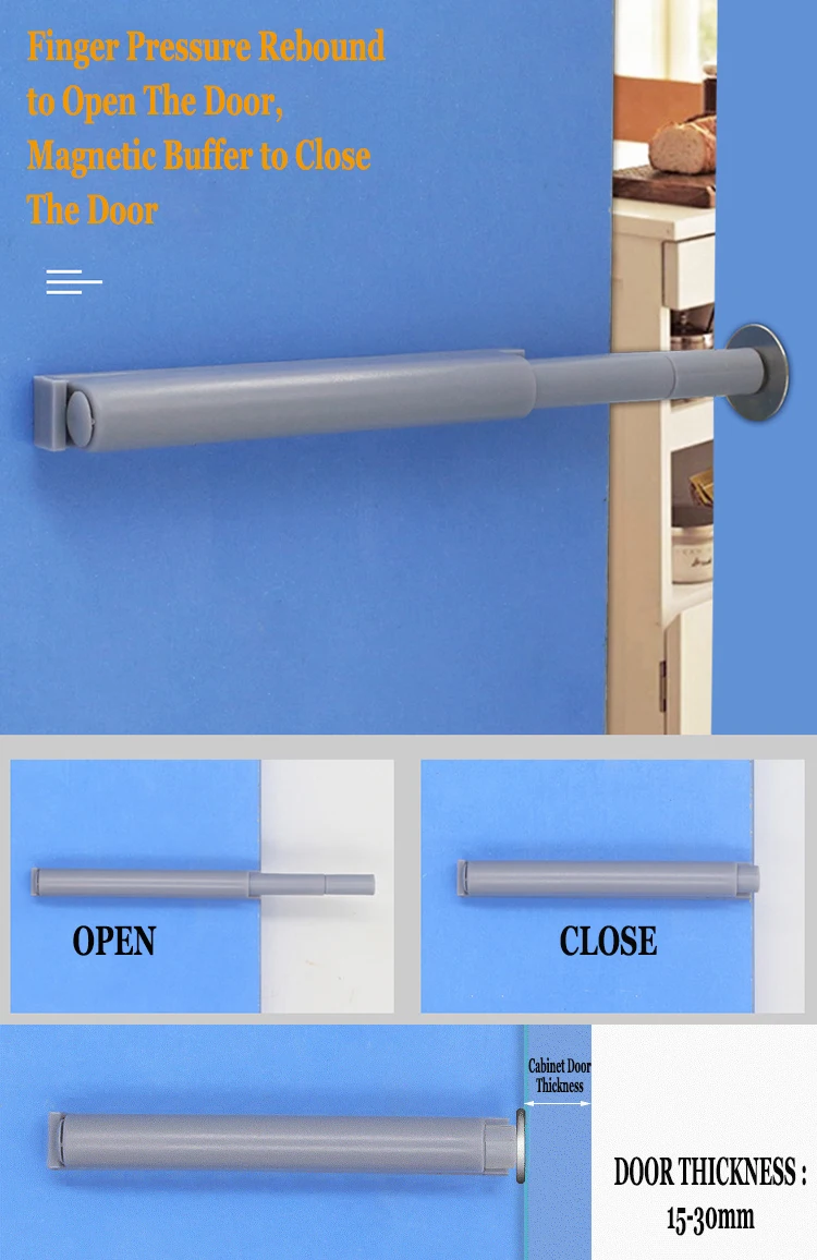 Cabinet Door Damper Spring Loaded Press Button Aluminum Alloy Push To ...