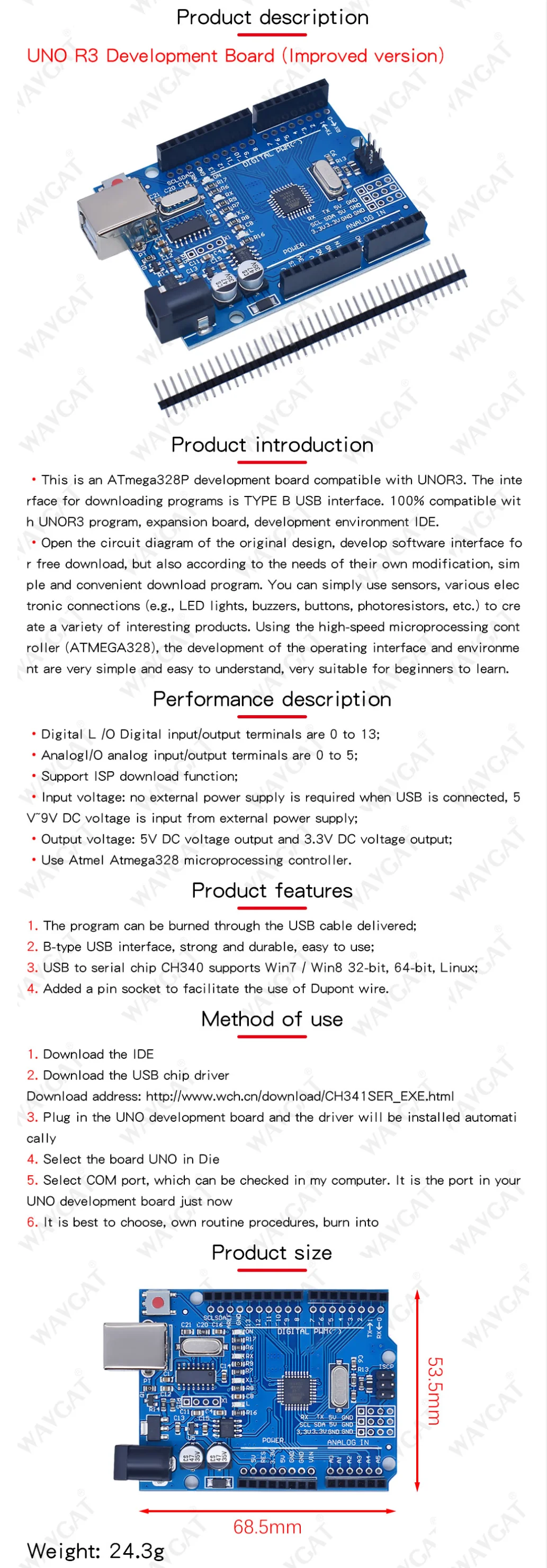 Improved Version Development Board Smd Mega328p Ch340g Atmega328p-pu ...
