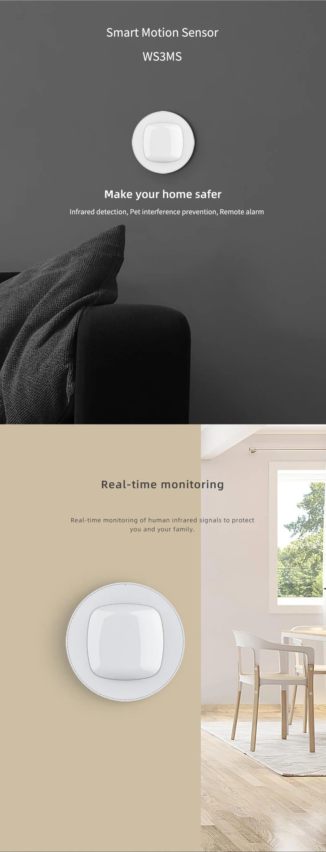 Heiman Smart Home Pir Sensor Tuya Anti-theft Wifi Motion Sensor Battery ...