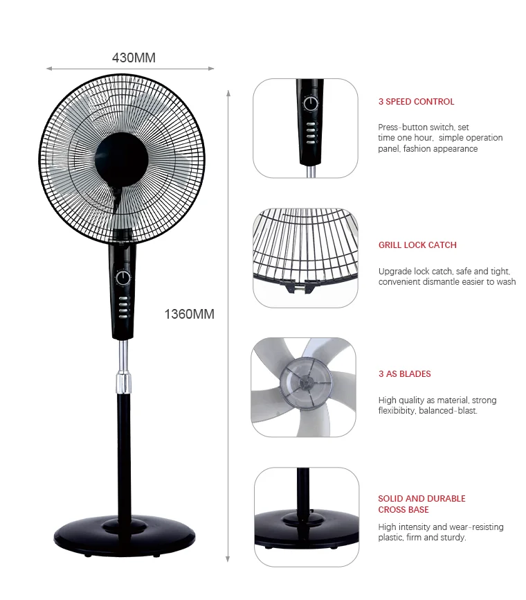 Height Adjustable Cooler Stand Fan For Air Cooling High Speed Wind Ac ...