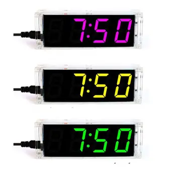 New Diy Clock Kit 4 Digital Tube Multicolor Led Time Week Temperature ...