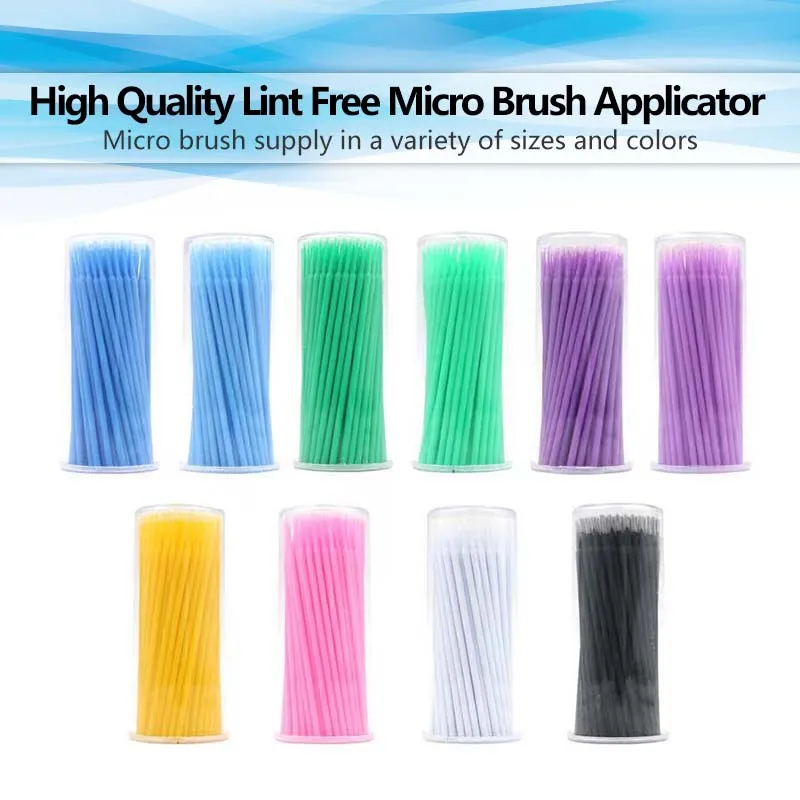 Lash Extensions Supplies Micro Brushes Private Label Micro Brush Applicator White Disposable ...