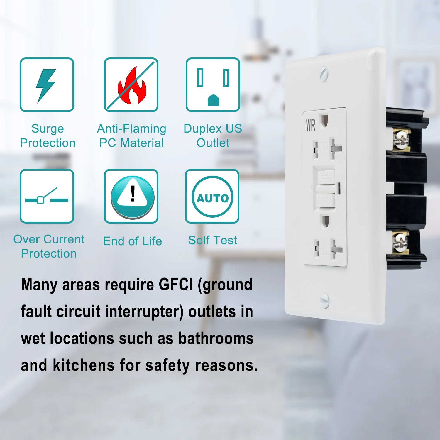 Shanghai Linsky 20a 125v Tamper Resistant Gfci Outlets Decor Gfci ...