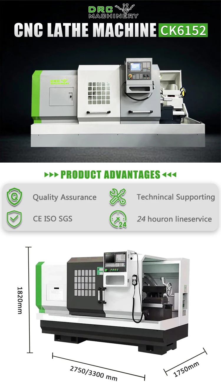 Heavy Cutting Large Flat Bed Lathe Machine Ck6152 Metal Lathe With Fanuc Gsk Siemens Controller ...