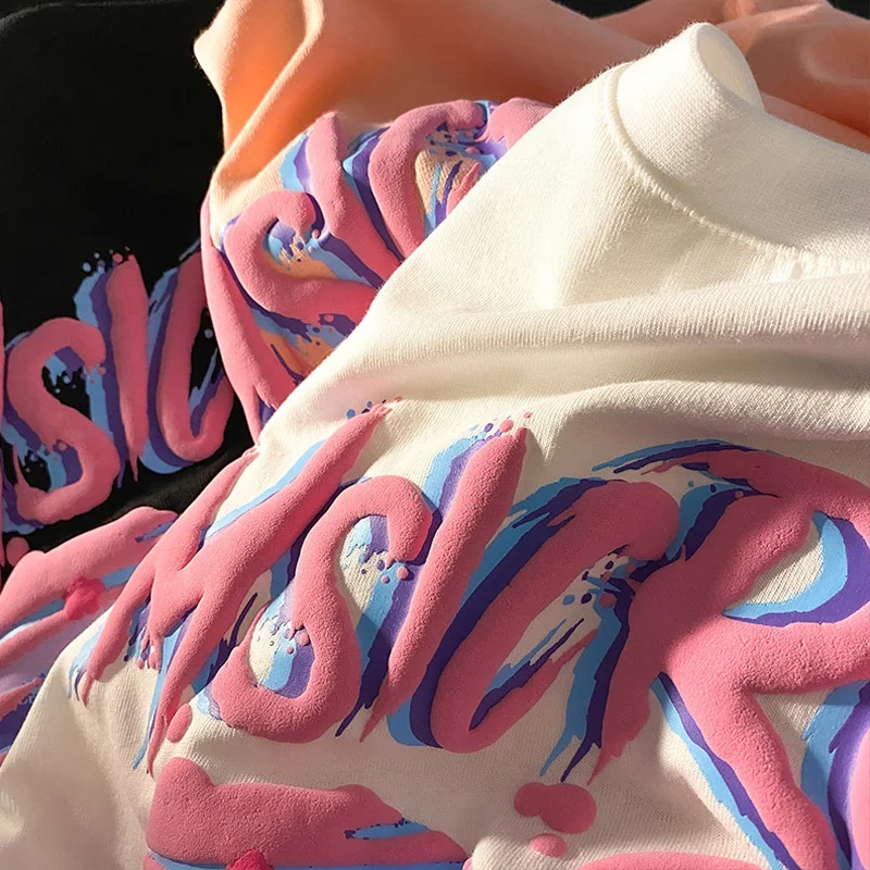 Custom 3d Puff Print Streetwear Heavy Cotton T Shirt Heavyweight ...