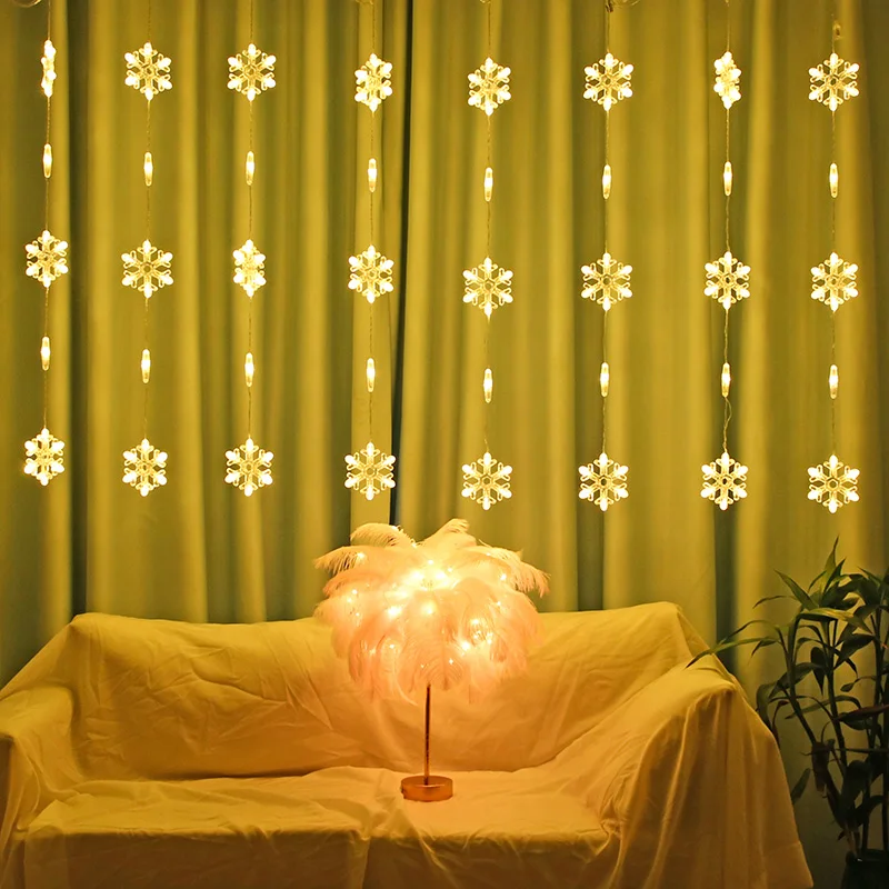 Snowflake Shape Window Curtain String Light Christmas Fairy Led Curtain ...