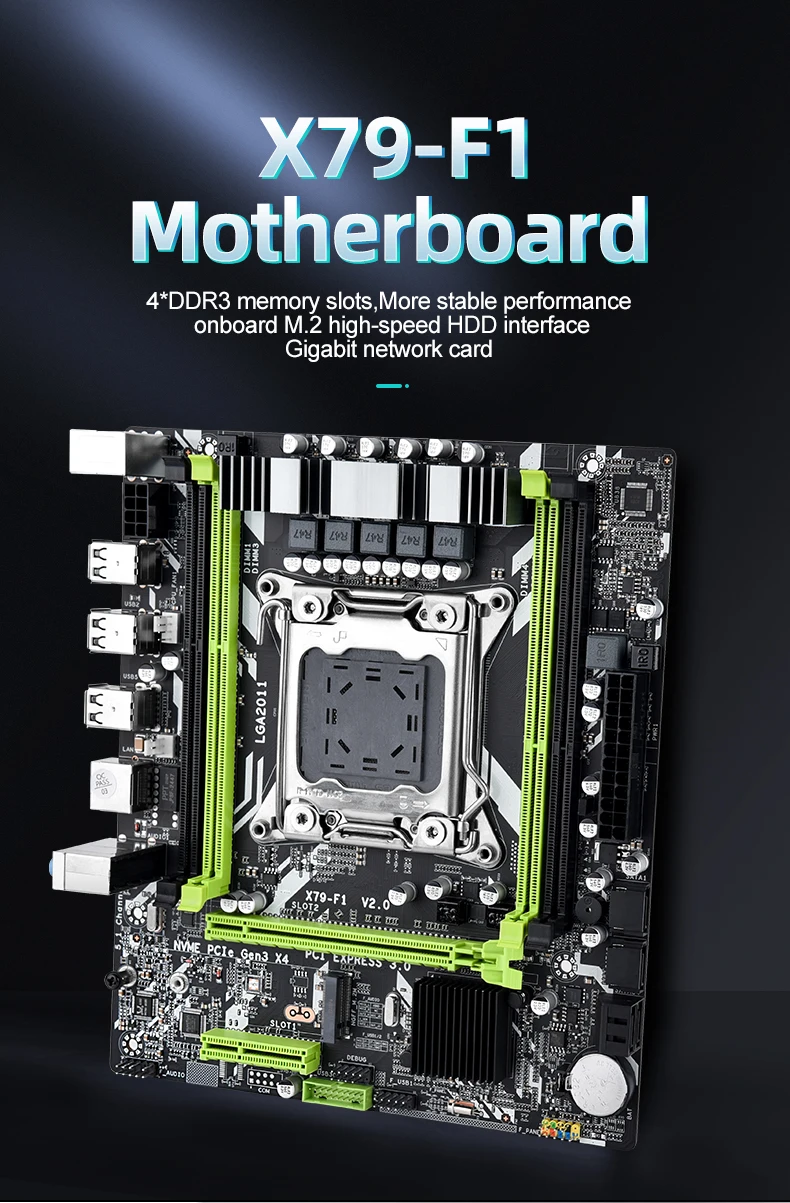 X79 F1 V2.0主板2通道DDR3 64g内存m2 NVME通用串行总线2.0，适用于至强V1 V2 E5| Alibaba.com