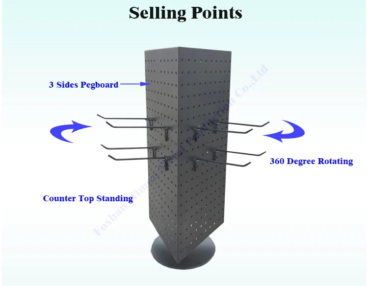 Metal Retail Store Revolving Display Counter Stand 3 Sides