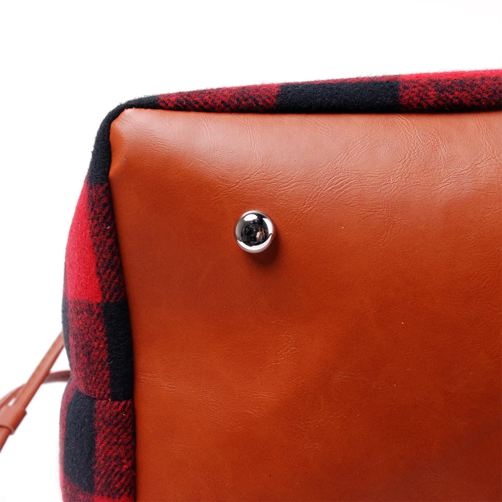 Wholesale Buffalo Plaid Tote Red Check Handbag With Pu Handle And ...