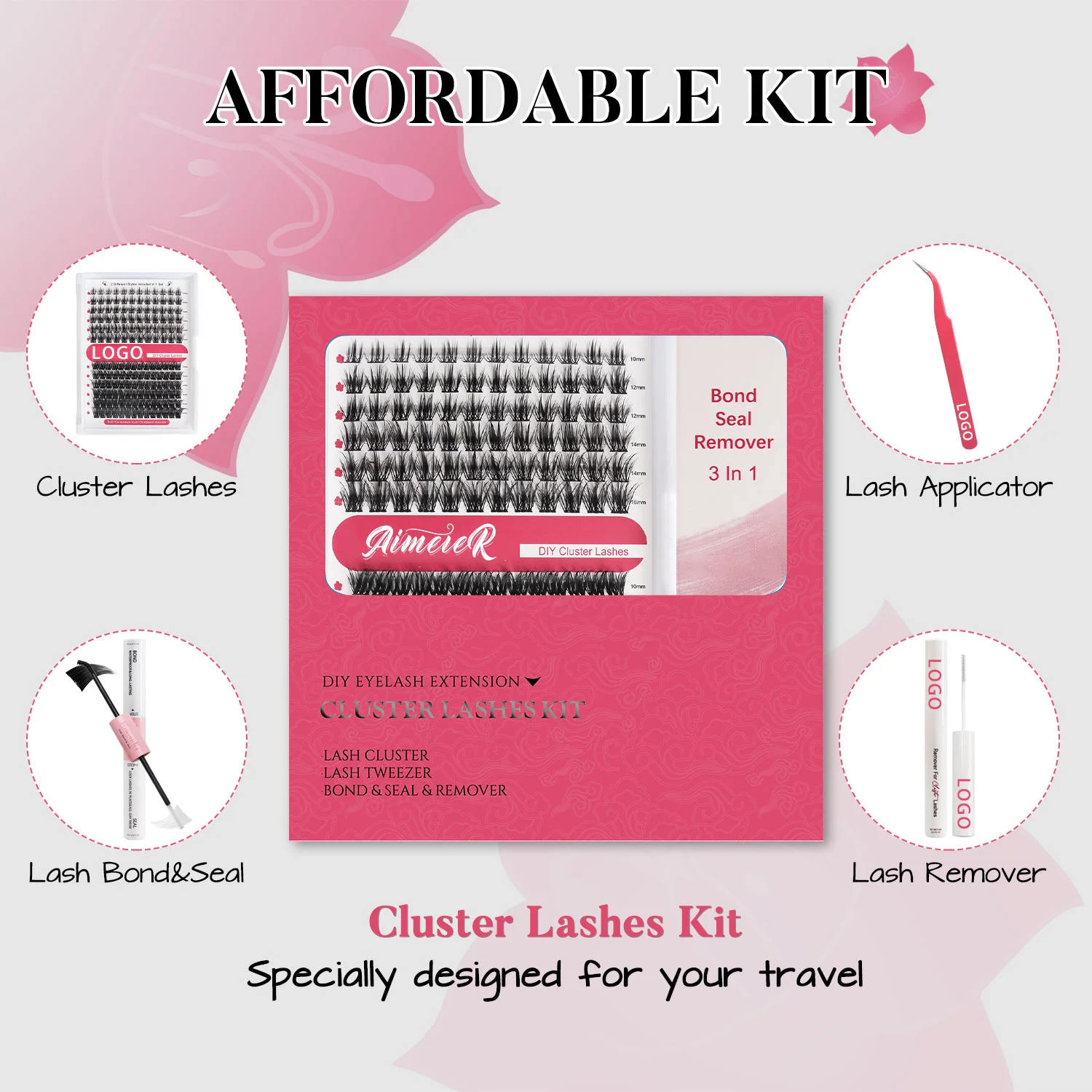 Bulk Cluster Lashes Fluffy Private Label Natural D Curl Cluster Lash