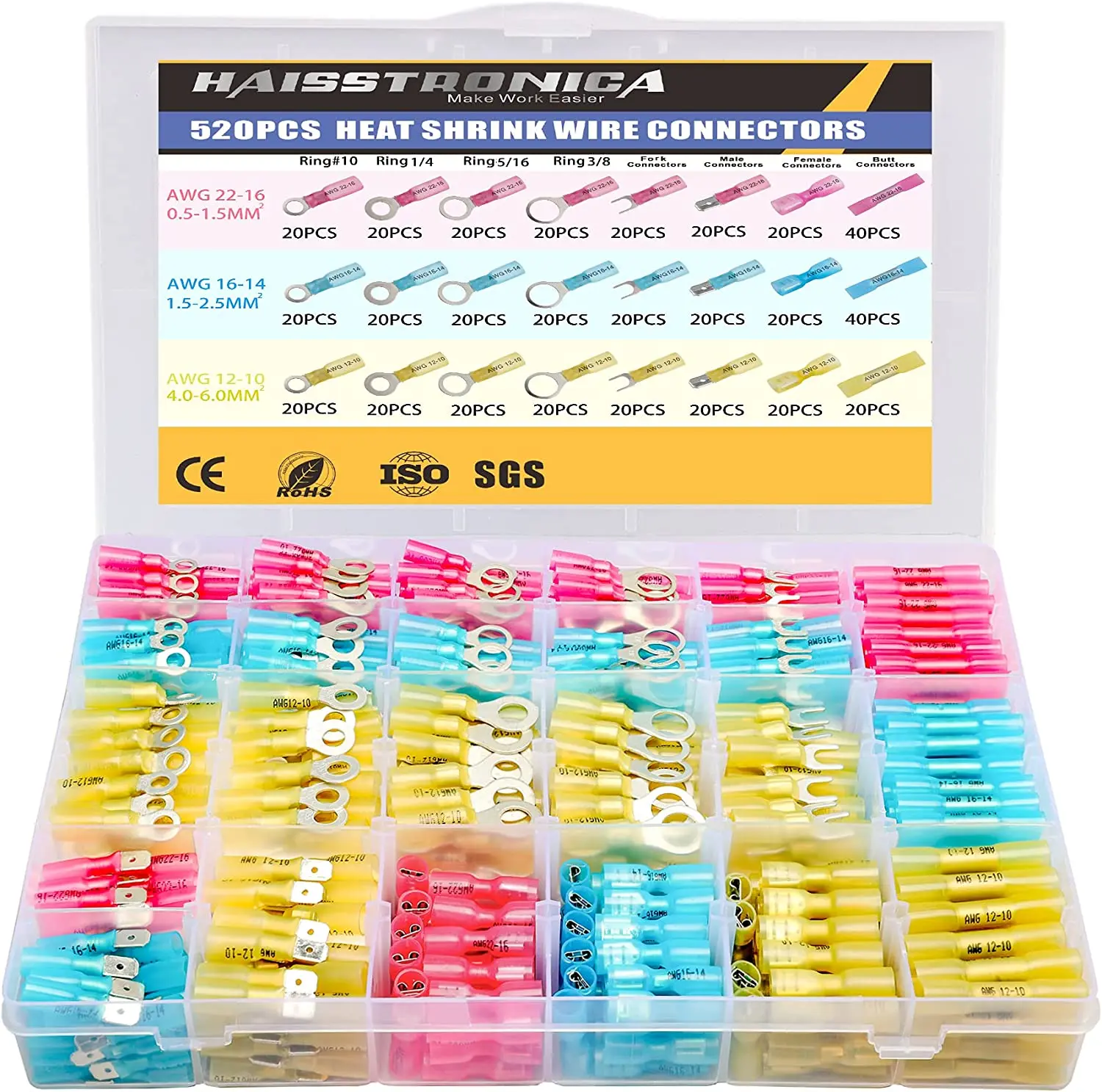 Wire Crimp Terminal Solder Seal Waterproof Heat Shrink Butt Connector ...