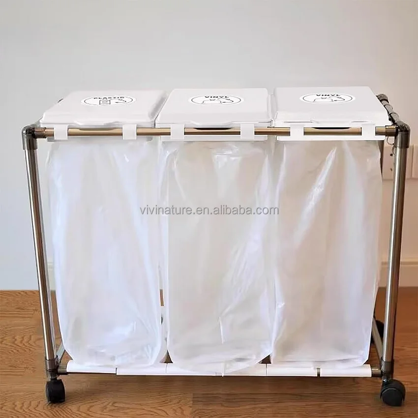 Garbage Recycle Sorter with Wheels - 2 to 4 Compartment Cart