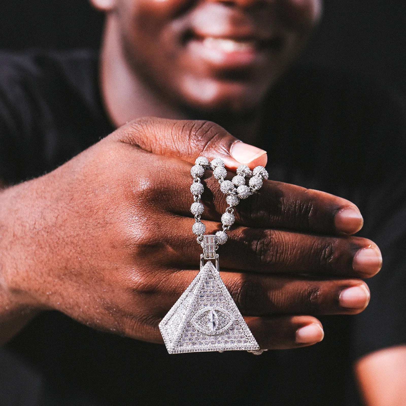 Wholesale Brass Evil Pyramid Eyes Iced Out Moissanite Pendants Fashion ...