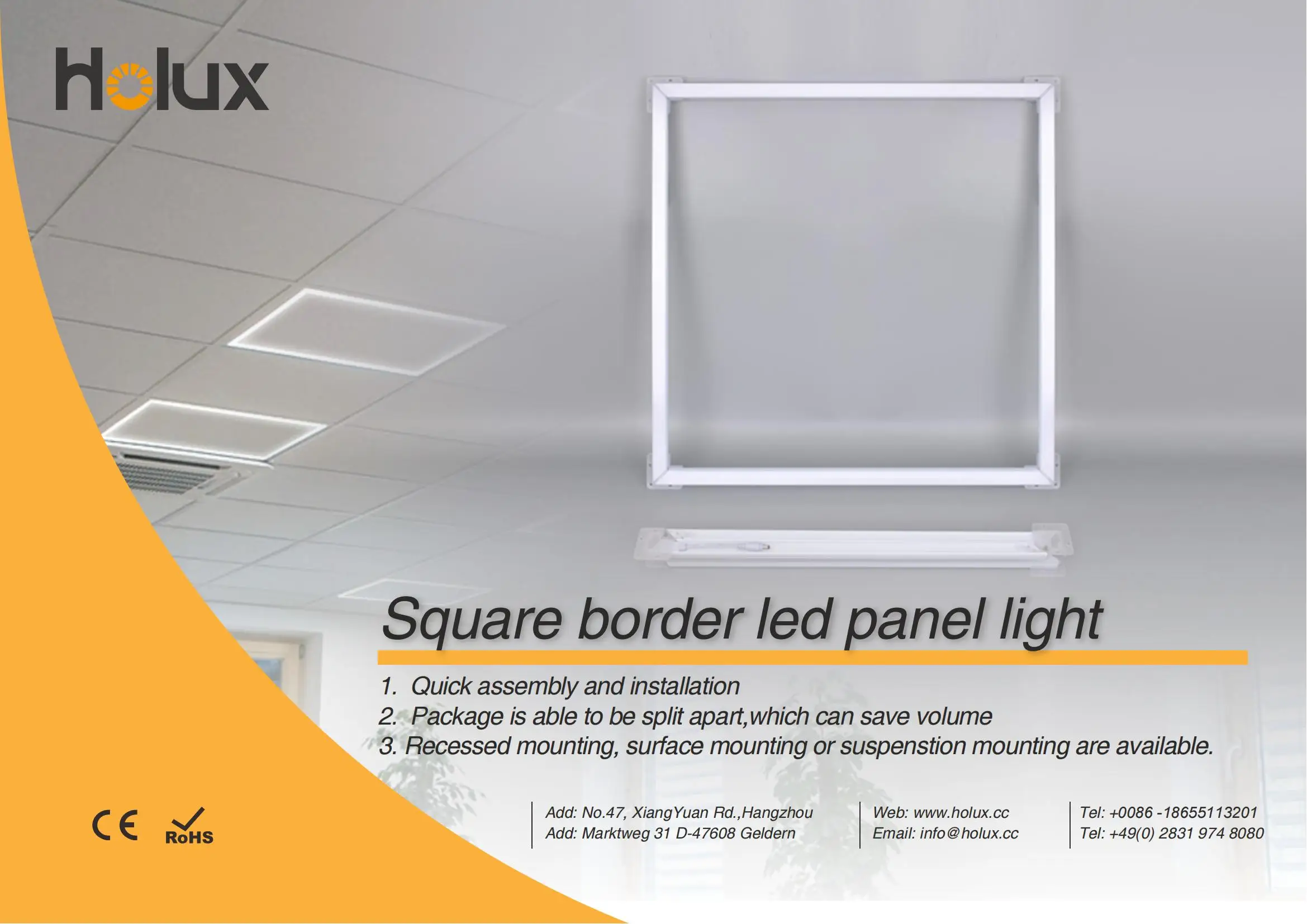 Holux Line Shape Square Border 3000/4000k/6500k 36w 40w 595*595 Frame Led Surface Mounted Panel ...