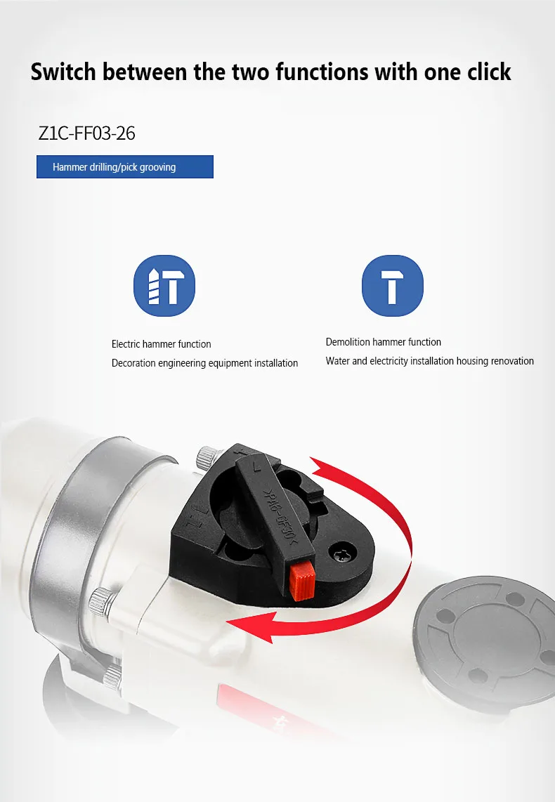 DONGCHENG Z1C-FF03-26 Electric Hammer Drill - 620W Power, 3200 Impact/Min, Robust Industrial ...